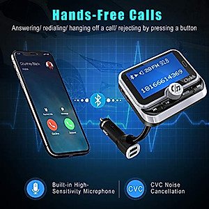 Bluetooth FM Transmitter for Car, Clydek Car Charger Adapter 1.8” Large Display Bluetooth Car Adapter, 4 Music Play Modes,Fast Charger,Hands Free,AUX Input&Output