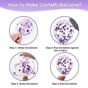 RUBFAC 120pcs 12 Inches Pink and Purple Balloons Arch Garland Kit, Purple Pink Confetti Balloons, Metallic Purple and Pink Latex Balloons for Girls Birthday Baby Shower Wedding Decorations