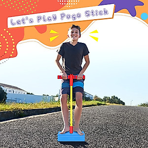 Deekin 5 Pcs Foam Pogo Jumper Stick Pogo Toy Valentines Present Foam Bungee Jumper Bulk Makes Squeaky Sounds for Teens Adults Outdoor Indoor Fun Gifts Toys Supports up to 250lbs