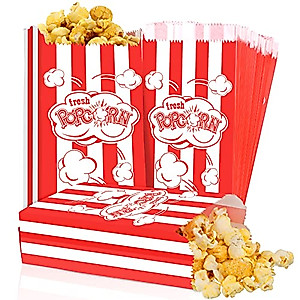 300 Pieces Paper Popcorn Bags 1 oz Nostalgic Red and White Striped Individual Popcorn Box Containers Disposable Popcorn Holder for Business Home Carnival Movie Party Supplies