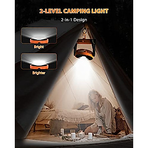 TriPole 10800mAh Battery Operated Fan for Camping with LED Light & Hanging Hook, Portable and Rechargeable Tent Fan with Digital Display Long-Lasting Fan for Outdoor Travel Car RV Desk