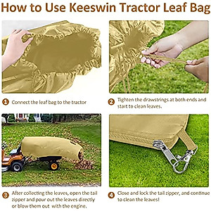 WHXHJ Tractor Leaf Bag Wear-Resistant Oversized, Garden Leaf Bag 80 × 51 Inch, 420D Oxford Cloth Wear-Resistant Lawn Mower Grass Catcher Bag for All Lawn Mower Tractor,Beige
