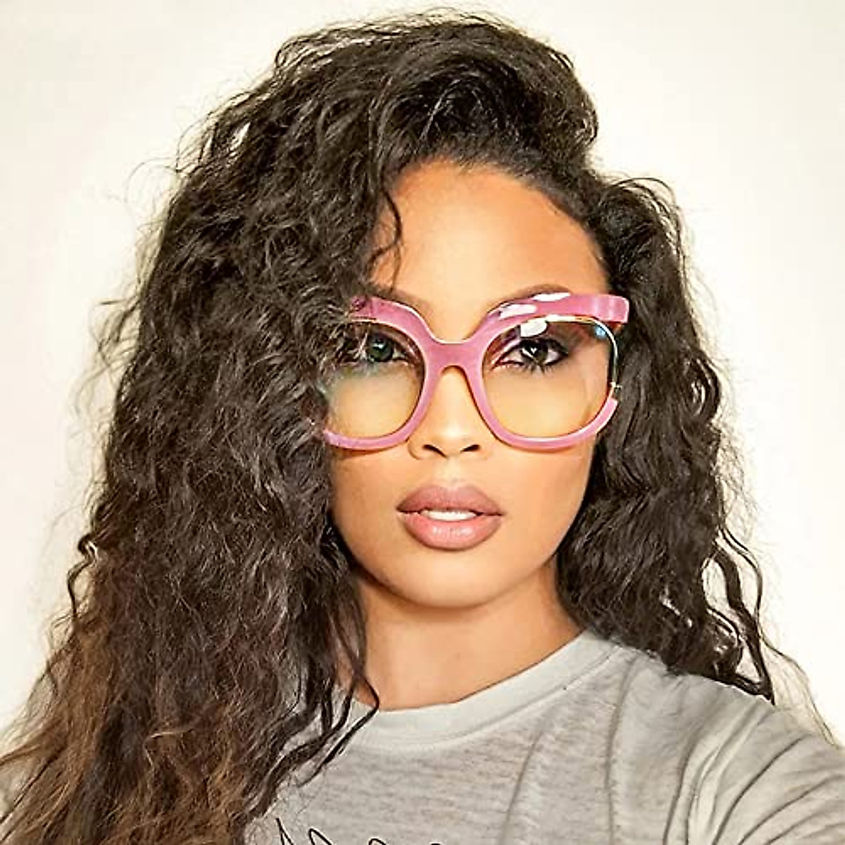 VOOGLAM Oversized Red Square Eyeglasses Glasses for Women with Clear Lens Fredia OX739865-05