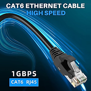 Adoreen Cat 6 Ethernet Cable 2 Ft-3 Pack,High Speed Short Patch Cables Network Cables, Soft Flexible Cat6 RJ45 LAN Internet Cable Cord Faster Than Cat 5e 5 Cable+15 Ties-Black+White+Blue