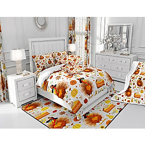 Fall Turkey Fitted Sheet for Girls Boys Kids Twin Size Happy Thanksgiving Autumn Harvest Bedding Set Room Decorative Maple Leaves Cake Bed Sheet Set Farmhouse Bed Cover Deep Pocket Bed Set