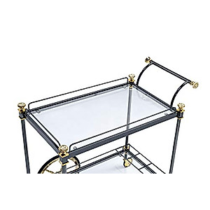 ACME Cyrus Serving Cart - - Black/Gold & Clear Glass