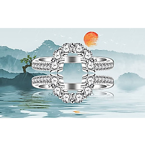 Uloveido 925 Sterling Silver Cubic Zirconia Pave Oval-Shaped Ring Guard Enhancer for Solitaire Wedding Promise Rings Y2470 (Size 9)