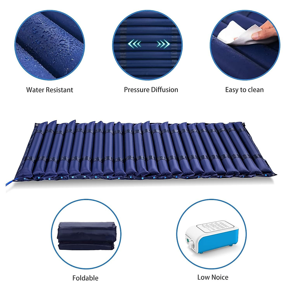 FITCONN Alternating Air Pressure Mattress, 33.5 Inch, Washable, Quiet Pump, Ideal for Bed Sores