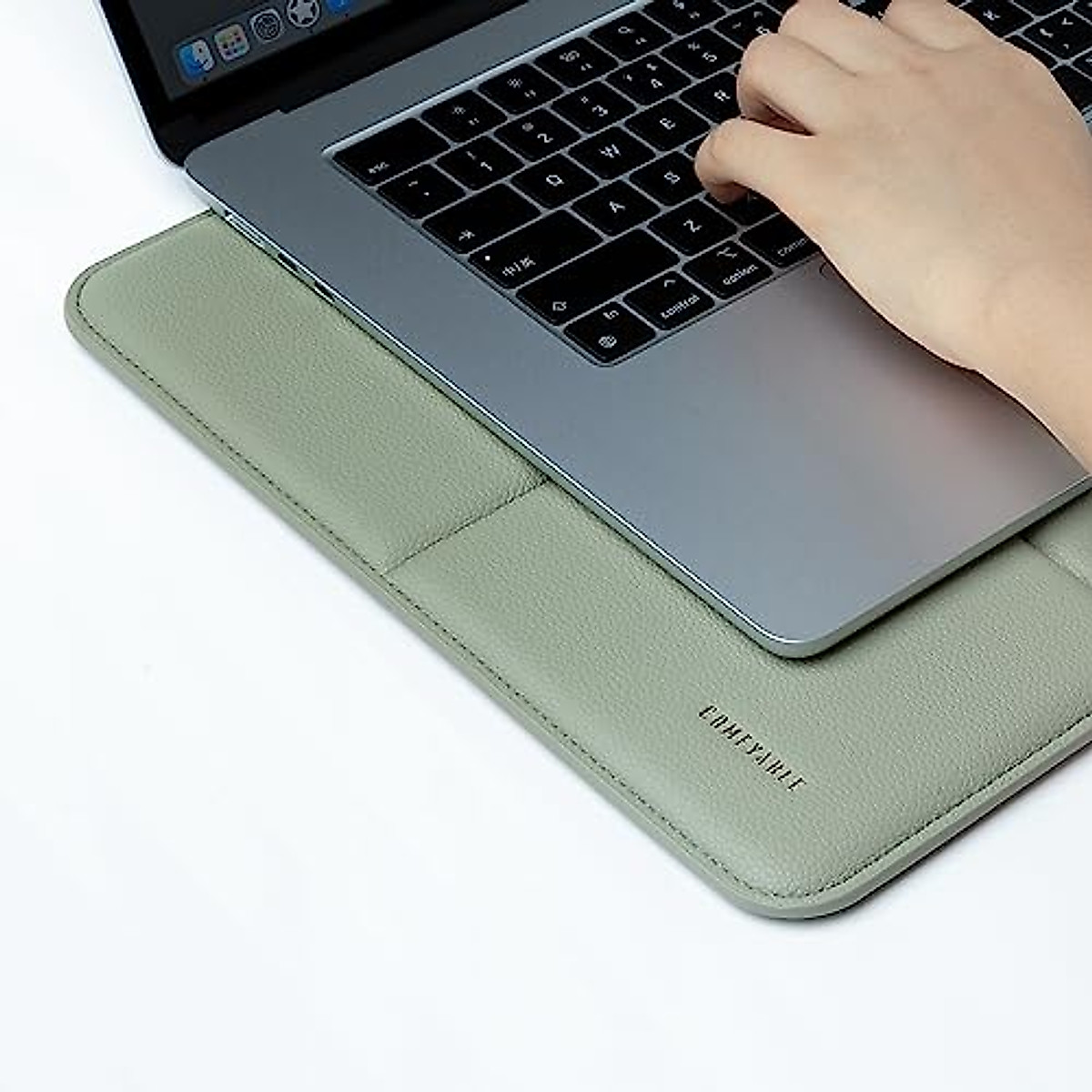 Comfyable Laptop Sleeve 13 Inch Precisely Compatible with MacBook Pro M2 2022 M1 2020-2016 & Mac Air M2 2022 M1 2020, Not Fit Old Versioned MBA/MBP, Faux Leather Cover Case, Debossed Grid, Sage