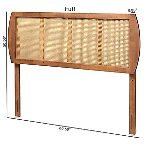 BOWERY HILL Mid-Century Rattan Queen Size Headboard in Walnut
