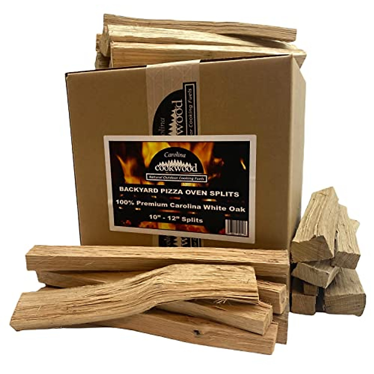 Carolina Cookwood Pizza Oven Wood 12 Inch Naturally Cured White Oak Splits Cooking Wood for Free Standing Ovens 1650 Cubic Inches