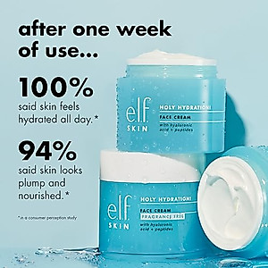 e.l.f. Holy Hydration! Face Cream - Fragrance Free, Smooth, Non-Greasy, Lightweight, Nourishing, Moisturizes, Softens, Absorbs Quickly, Suitable For All Skin Types, 1.76 Oz