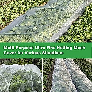 Ultra Fine Garden Netting 4'x10' Plant Pest Barrier Covers Bird Patio Mosquito Netting Tree Vegetable Mesh Protection Netting Fruit Greenhouse Row Nets for Garden