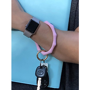 HADLEY MAE DESIGNS Key Ring Bracelet Keychain Wristlet Keychain Bangle Key Ring (Black)