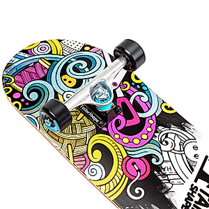 TailorShape Bermuda Complete Skateboard | 32"X8" Professional Street Skateboard | Multicolored Street Art Canadian Maple Wood Board for Boys, Girls, Teens, Beginners, Kids and Adults