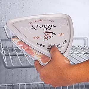 Pizza Slice Container Storage with Lids. Tray, Holder and Saver. 4 Plastic Packs to go. The Best Idea to Serve Pizza to Your Kids. (4, Fendy)