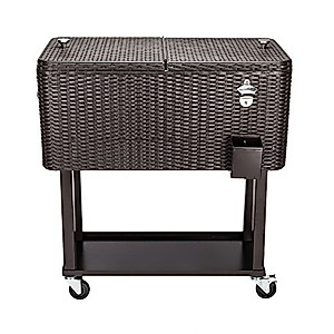 CAIDE-STORE Free Cover 80 Quart Outdoor Portable Cooler Cart with Wheels,Patio Ice Chest Cooler Cart on Wheel