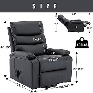 resiova Electric Power Lift Recliner Massage Chair for Living Room,Home Theater Seating with Heat and Adjustable Single Sofa for Back,Lumbar,Legs w/2 Positions,Black