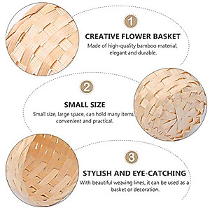 Garneck Flower Pot Holder 4pcs Mini Wicker Basket Sets Small Bamboo Baskets Hand-Held Woven Storage Plant Pot Grocery Basket Flower Plant Basket