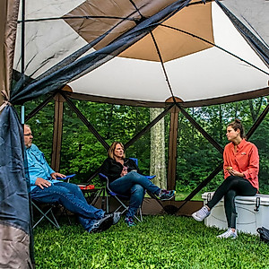 CLAM Pop Up Screen Tent, Outdoor Camping Gazebo Canopy, Escape, 11.5', Brown