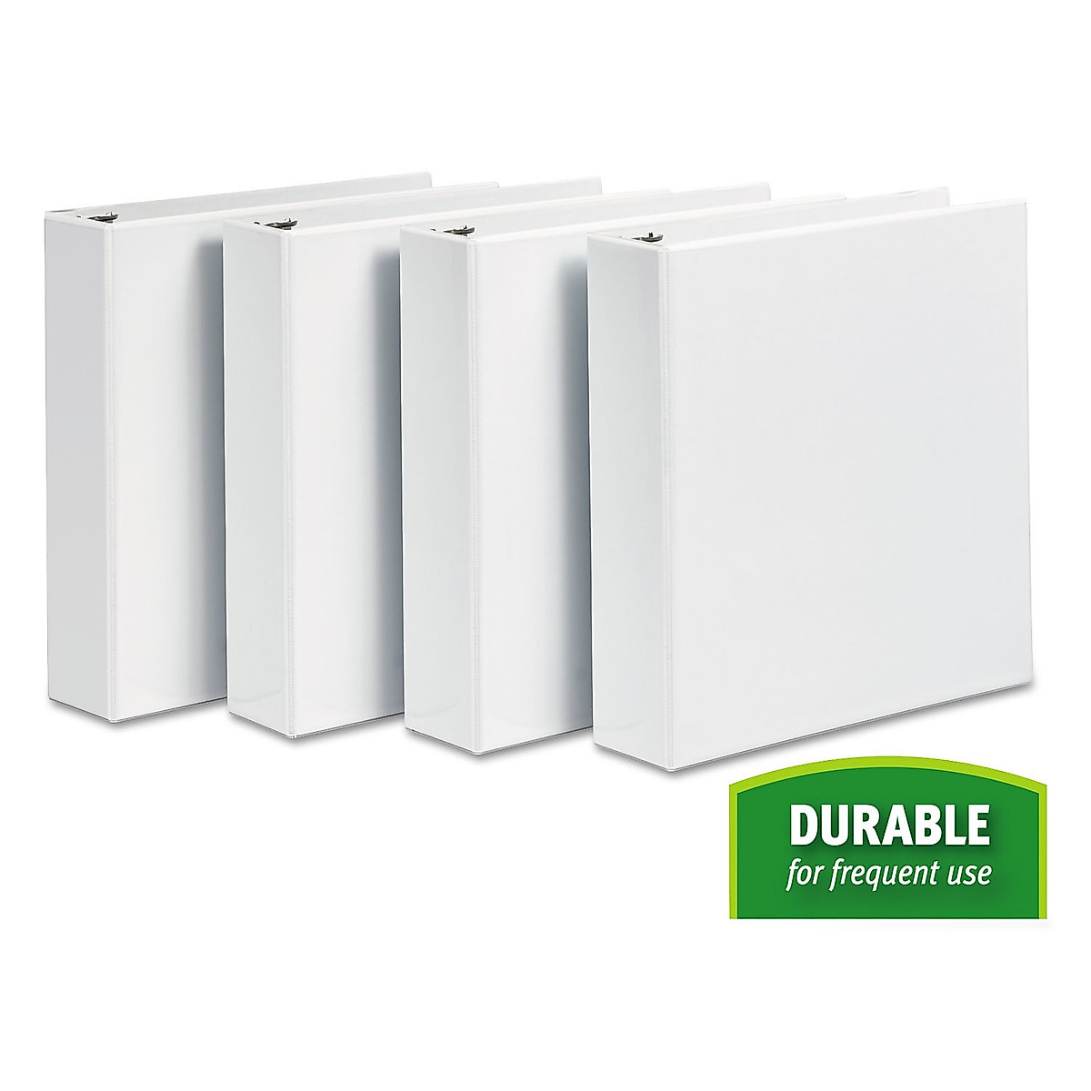 Avery Durable View 3 Ring Binder, 2 Inch Slant Rings, 4 White Binders (17032)