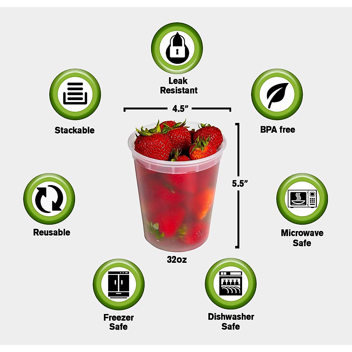 Deli Food Storage Containers with Lids 24 Sets 32oz - Clear Disposable Meal Prep, Microwave Plastic Containers with Lids, BPA Free, Stackable, Leakproof, Reusable Deli Containers, Freezer Safe