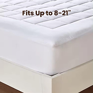 SLEEPAURA 5 Inch Thick Waterproof Mattress Topper - 3D Air Fabric – Noiseless, Breathable, Washable, Cooling Mattress Topper Elastic Fits up 8'' to 21'' Depth - White Bed Cover 60"x80" (Queen)