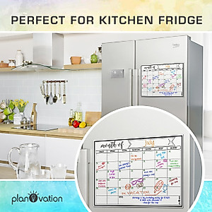 Magnetic Dry Erase Refrigerator Calendar by planOvation | Large Calendar Whiteboard Monthly Planner Magnet. (Grey)