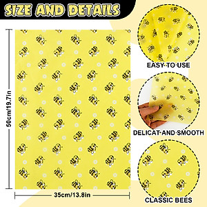 Kavoc 100 Sheet Honey Bee Tissue Paper Spring Summer Tissue Paper Light Yellow Bee Pattern Wrapping Tissue Paper for Birthday Baby Shower Party Favor Decor Craft Gift Packing Bag Box, 13.8 x 19.7