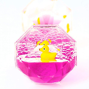 YUE Motion Liquid Motion Bubbler Floating Sea Creatures, Diamond Shaped Liquid Timer for Fidget Toy,Autism Toys, Children Activity, Calming Relaxing and Home Ornament (Purple Liquid with Duck Toys)