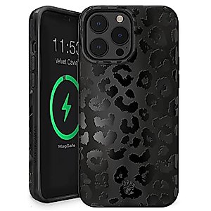 Velvet Caviar Designed for iPhone 14 PRO Case for Women [8ft Drop Tested] Compatible with MagSafe - Cute Girly Magnetic Protective Phone Cover (Black Leopard Cheetah)