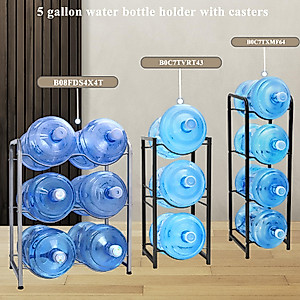 Iococee 5 Gallon Water Bottle Holder, Water jug Holder Rack 3-Tier, Water Cooler Jug Rack for 6 Bottles, 5 Gallon Water Bottle Storage Rack Heavy Duty, with Floor Protection for Home, Office