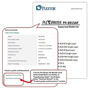 PlexWriter Plextor PX-891SAF 24X SATA DVD/RW Dual Layer Burner Drive Writer - Black (Bulk)