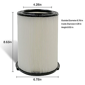 VF4000 Filter for Ridgid wet dry vacs 72947 5 to 20-Gal, for Husky Vacs 6 to 9 Gal, Compatible with Rigid RV2400A WD5500 WD0671 WD1270 RV2600B WD06700 WD09450, 2 Packs