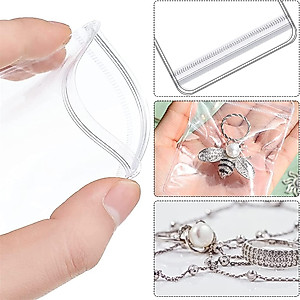 10 Pcs Clear Jewelry Zipper Bags, Clear PVC Self Seal Plastic Zipper Bags, Anti Tarnish and Anti Oxidizing Jewelry Self Seal Bags, Self Sealing Storage Bags for Necklace, Ring, Earring, Pills, Screws