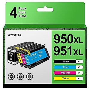 950XL and 951XL Ink Cartridges Combo Pack Compatible for HP 951XL Ink Cartridges Combo Pack use for HP Officejet Pro 8600 8610 8615 8620 8625 276dw 251dw, High Yield (4 Pack)
