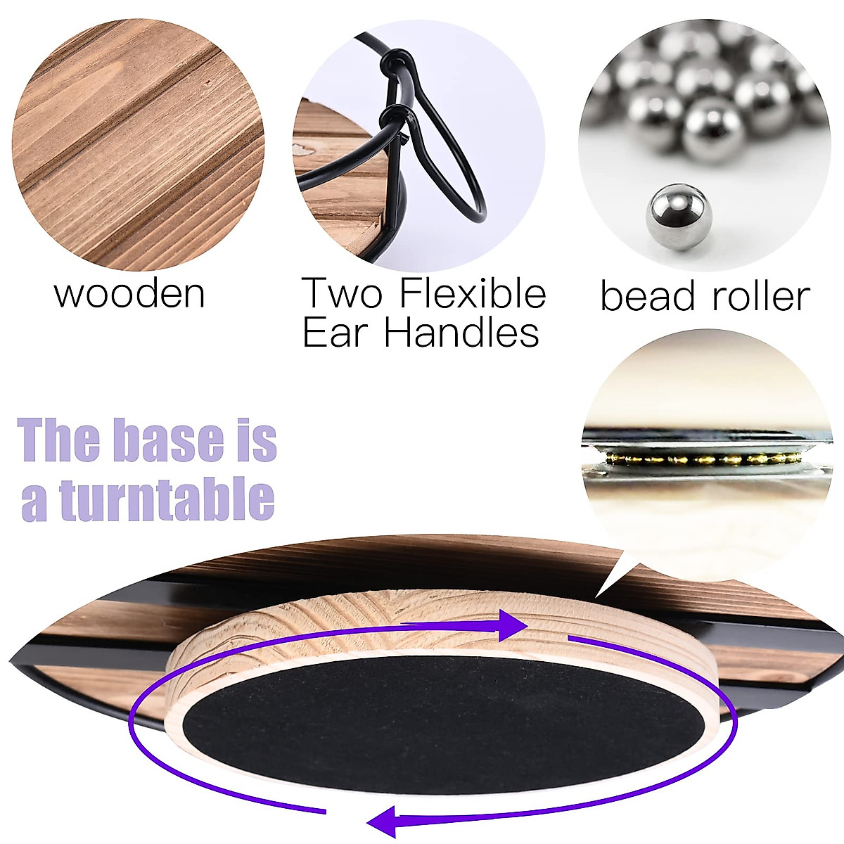 ZHUJERRY Lazy Susan Turntable for Cabinet, Wood Farmhouse Cabinet Organizer, 10” Kitchen Turntable Organizer for Cabinet Table Pantry