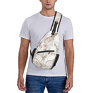 SUPLUCHOM Sling Bag Tropical Leaf Fall Autumn Botanical Hiking Daypack Crossbody Shoulder Backpack Travel Chest Pack for Men Women