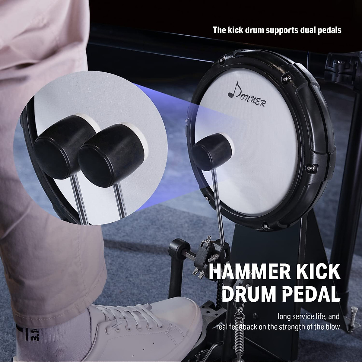 Donner DED-400 Electric Drum Set with Electric Drum AMP 35-Watt Electronic Drum Amplifier DDA-35 Keyboard Speaker with Aux in and Wireless audio connection, Drum/Keyboard/MIC 3 in 1 Amplifier with 3-