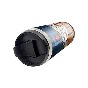 Ambesonne USA Travel Mug, Welcome to Fabulous Las Vegas Nevada Sign Detailed Picture Traveler Urban Road Design, Steel Thermal Cup, 16 oz, Navy Red