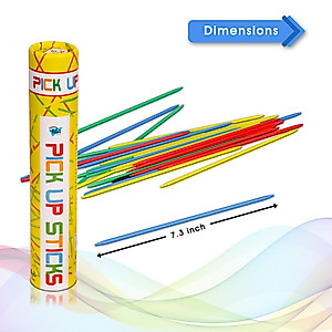 Point Games Pick Up Sticks Game: 30 Brightly Colored Plastic Pick up Sticks in Storage Can, for All Ages!