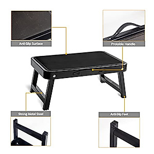 Folding Step Stool, Folding Metal 1- Step Stool 330 lbs, Sturdy Portable Lightweight Step Ladder with No-Slip Feets & Handle by CHEAGO, Black