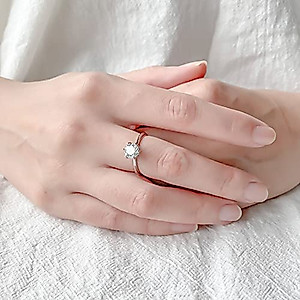 Letalong 1CT Adjustable Moissanite Rings for Women, S925 Sterling Silver 6 Prong Moissanite Engagement Ring