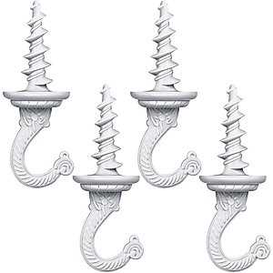 Ripeng Swag Ceiling Hooks Wall Hook Heavy Duty Swag Hook Indoor Outdoor for Hanging Plants Chandelier(White, 4 Pieces)