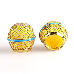 2x ZRAMO Microphone Ball Head Mesh Grill for Performance Plus SM58 BETA58 SM58LC Style Gold Mesh OEM Replacement Microphone Grille
