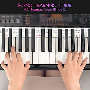 Dreamtop Removable Piano Keyboard Note Labels, 88 Key Full Size Silicone Piano Notes Guide, Piano Keyboard Stickers, Pinao No Need Stickers, Keyboard Piano Note Strips for Beginners