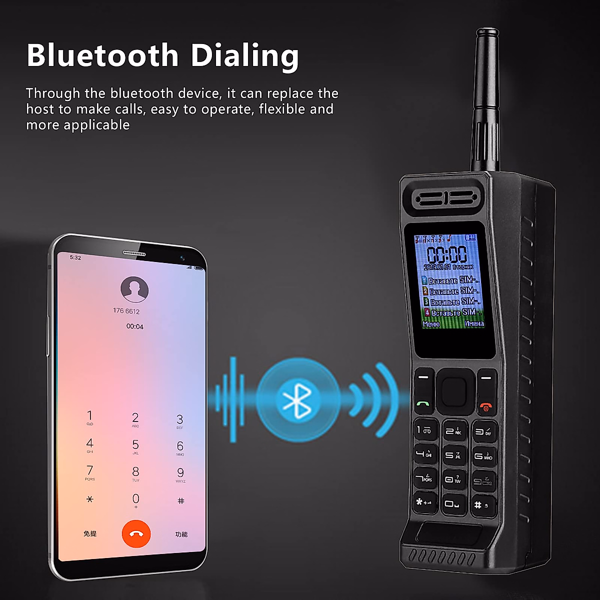 Limouyin Vintage Cell Phone, Retro Brick Cell Phone Four Card Four Standby Quad?Band 2G Bluetooth Mobile Phone 4800mAh Long Standby Big Phone for Seniors(Black)