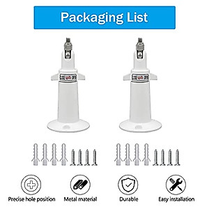 (Metal 2 Pack) 360 Degrees Adjustable Security Wall Mount for Ring Stick Up Cam/Ring Indoor Cam/Wyze Cam/Eufy Cam/Arlo Cameras, Fits All Cameras with Standard 1/4 Threaded Holes-White