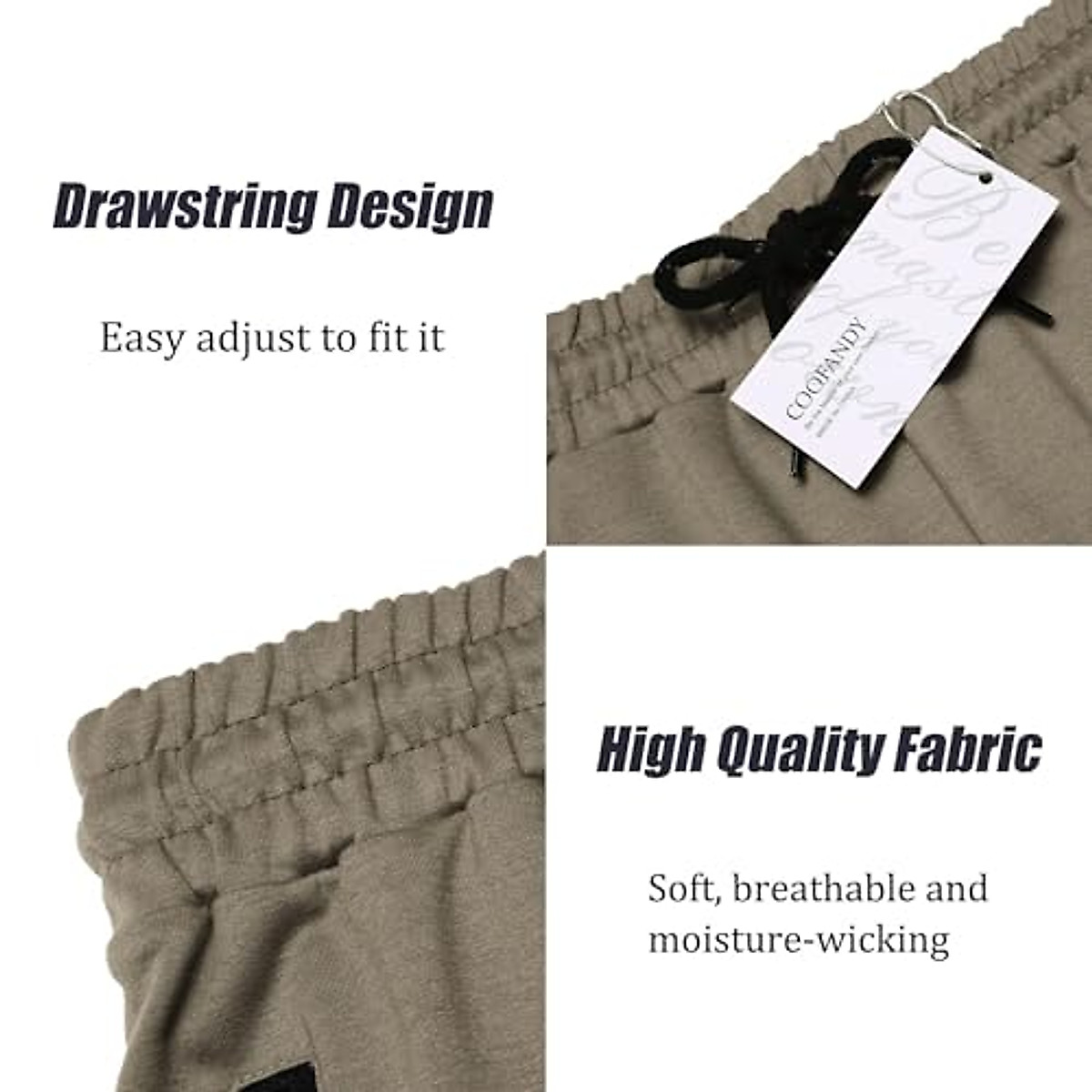 COOFANDY Mens Bodybuilding Basketball Fitness Jogging Weightlifting Training Running Workout Athletic Gym Shorts with Zipper Pocket Khaki