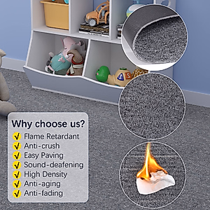 jxgzyy 20PCS 20x20”Square Carpet Floor Tiles Peel and Stick Commercial Carpet Tile Self Adhesive Carpet Tile Washable Carpet Flooring Tiles Commercial Carpet Squares for Flooring Indoor Outdoor